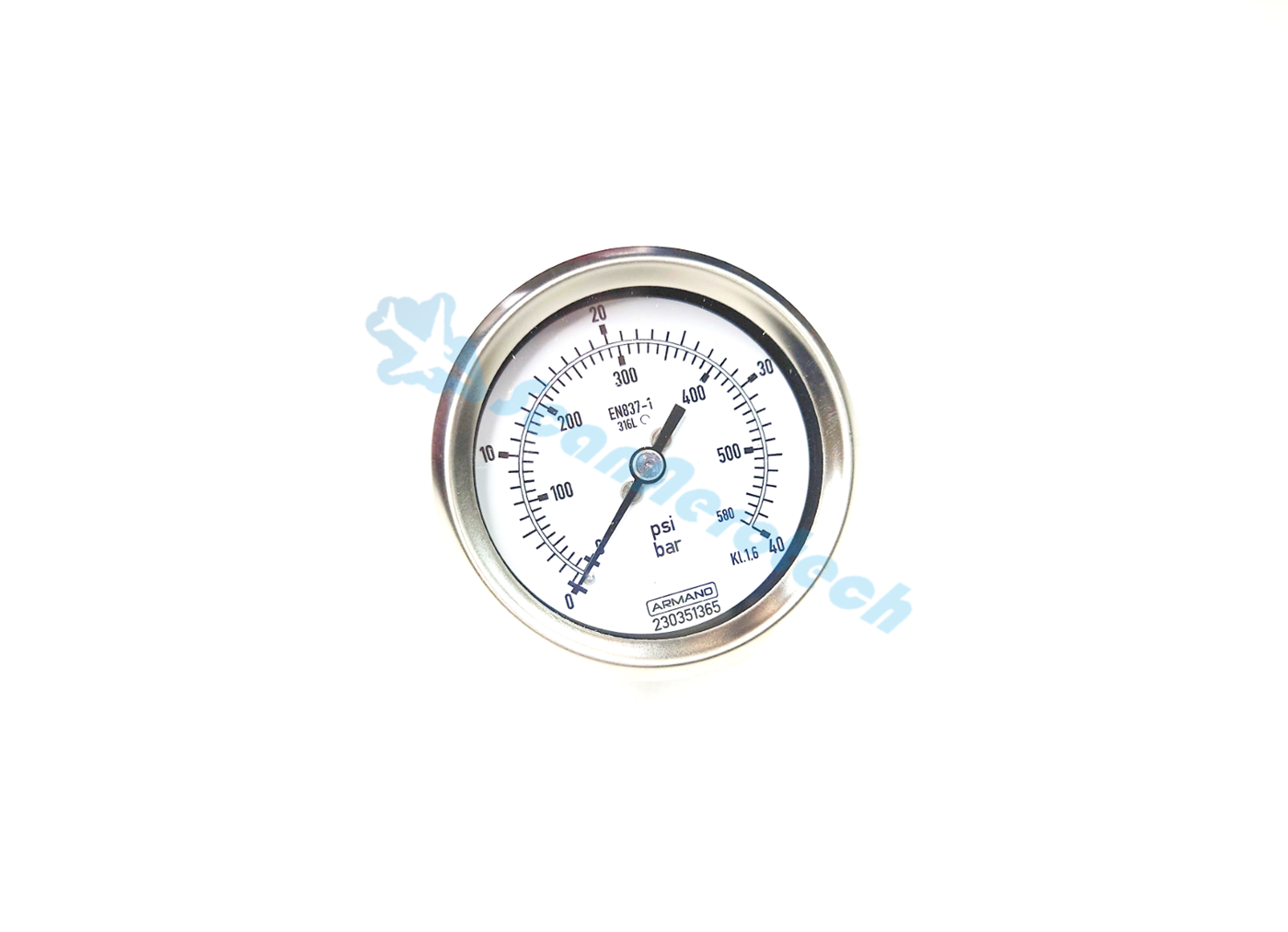 0-40 BAR Pressure gauge 1/4 Rear connection, with bracket for mounting